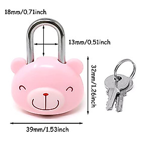 Honbay Cute Cartoon Animal Padlock Mini Bear Padlock Lock with Key - for Jewelry Box, Purse, Handbag, Backpacks, Cabinet, Treasure Chest, Suitcases, Lockers, Letter Box, Diary, Notebook, etc