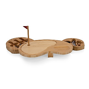 TOSCANA - a Picnic Time brand Sand Trap Cheese Board and Tool Set, Charcuterie Board Set, Wood Cutting Board with Cheese Knives, (Bamboo) 16 x 12 x 4