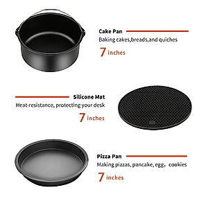 Air Fryer Accessories 9PCS for Gowise Gourmia Cozyna Ninja Air Fryer, Fit all 3.7QT - 5.8QT Power Deep Hot Air Fryer with 7 Inch Cake Barrel, Pizza Pan, Cupcake Pan, Oven Mitts, Skewer Rack,