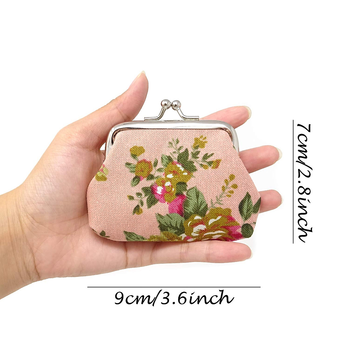 Honbay 4PCS Canvas Floral Rose Flower Coin Purse Kiss Lock Change Purse Vintage Trinkets Pouch Small Women Wallet Clutch Purse