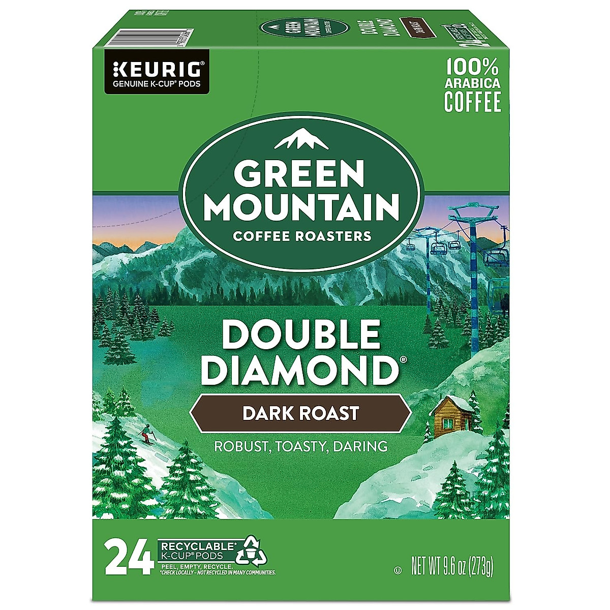 Green Mountain Coffee Roasters Double Diamond, Single-Serve Keurig K-Cup Pods, Dark Roast Coffee Pods, 96 Count