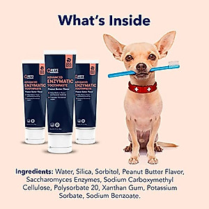 Vets Preferred Dog Enzymatic Toothpaste – Safe and Natural Dog Oral Care Toothpaste – Freshens Breath, Fights Plaque and Reduces Tatar – Tasty Peanut Butter Flavor – 3 Oz