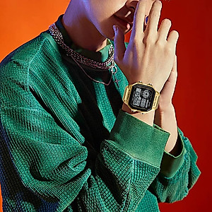 FANMIS Men's Luxury Digital Quartz Waterproof Wrist Watches Dual Time Countdown Alarm Stopwatch Backlight Multi-Function Watch (Gold)