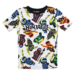 LEGO Ninjago Boys' Pajama Set 4-Piece Cotton PJs, Red, Size 8