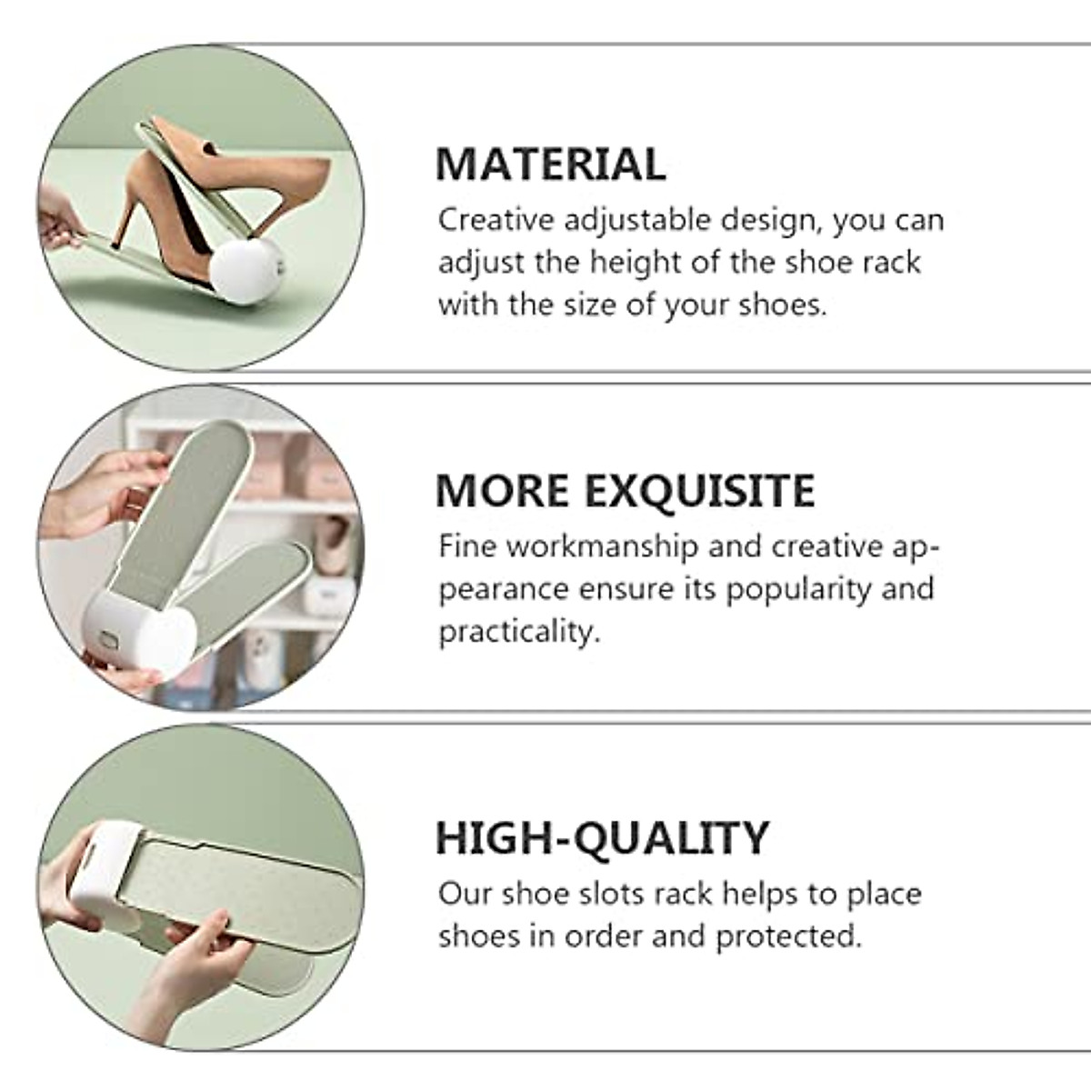 ULTECHNOVO 4pcs Double Deck for Saving Grey/Slipper Racks Holder Sneaker Clo Slots Showcase -Layer Shoe Stacker Fixtures Green Saver Display Organizer Practical Space Household Sandal