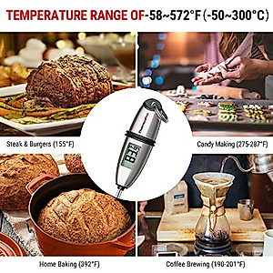 ThermoPro TP-02S Instant Read Meat Thermometer Digital Cooking Food Thermometer with Super Long Probe for Grill Candy Kitchen BBQ Smoker Oven Oil Milk Yogurt Temperature