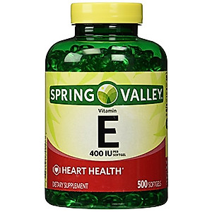 Spring Valley E Vitamin Dietary Supplement, Softgels, 500 ct