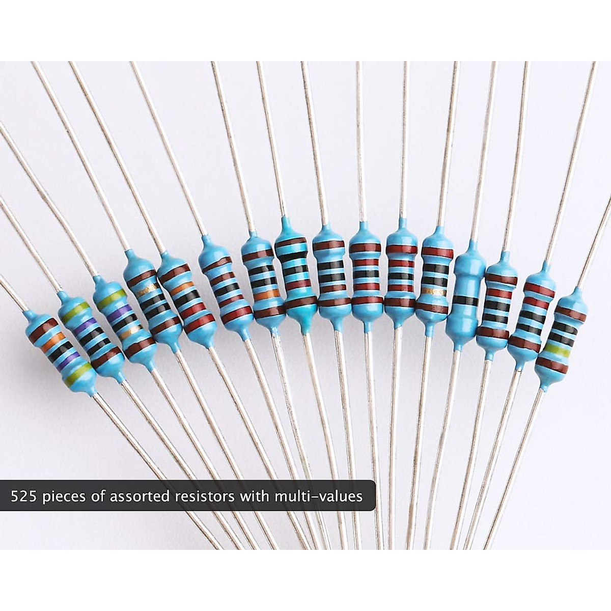 ELEGOO 17 Values 1% Resistor Kit Assortment, 0 Ohm-1M Ohm (Pack of 525) RoHS Compliant for Electronic Projects