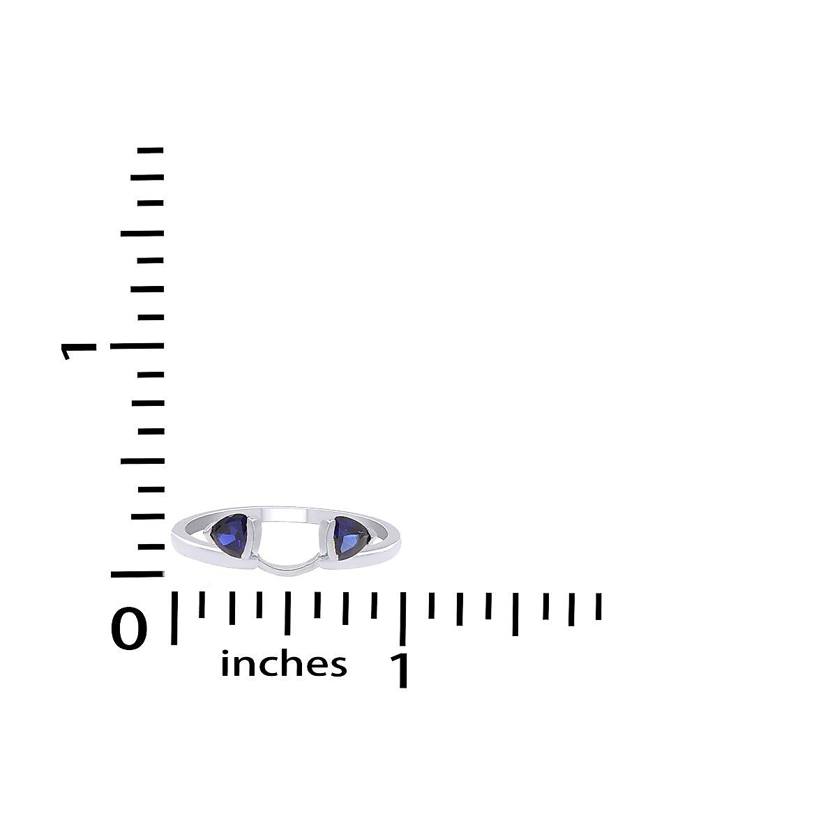 AFFY Triangle Shape Simulated Blue Sapphire Wrap Enhancer Guard Ring in 14k White Gold Ring Size-6