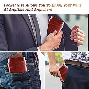 ULTRGEE Hip Flask, Leakproof Flasks [8oz] with 3 Cups, Men’s Gift Flask for Whisky Liquor Spirits Adopted Stainless Steel & Brown PU Leather