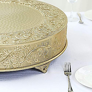 BalsaCircle 22-Inch Wide Silver Round Embossed Cake Stand Riser - Wedding Birthday Dessert Display Pedestal Centerpiece Wholesale
