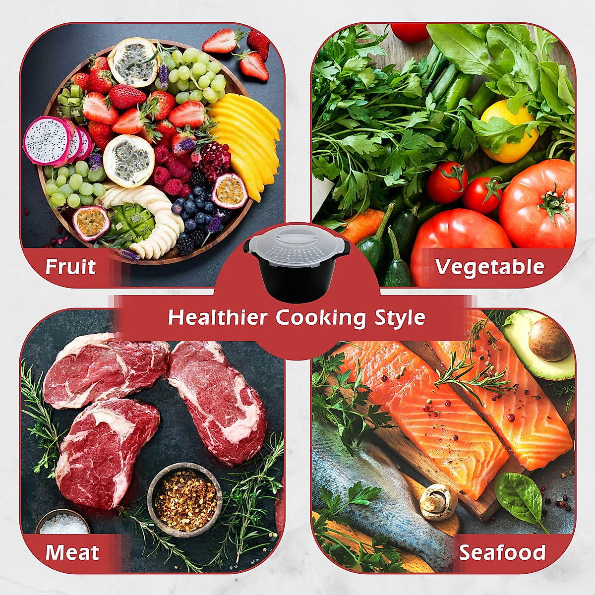 Professional Large Micro Cookware 2 Quart, Microwave Steamer for Vegetables, Cooker for Microwave - BPA Free, Dishwasher Safe