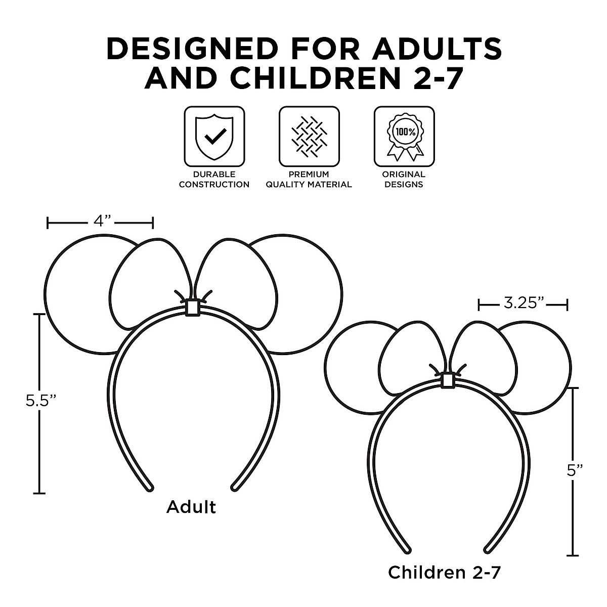 ABG Accessories Girls Minnie Mouse Ears Headbands, Set Of 2 For Mommy Me, Pink Glitter