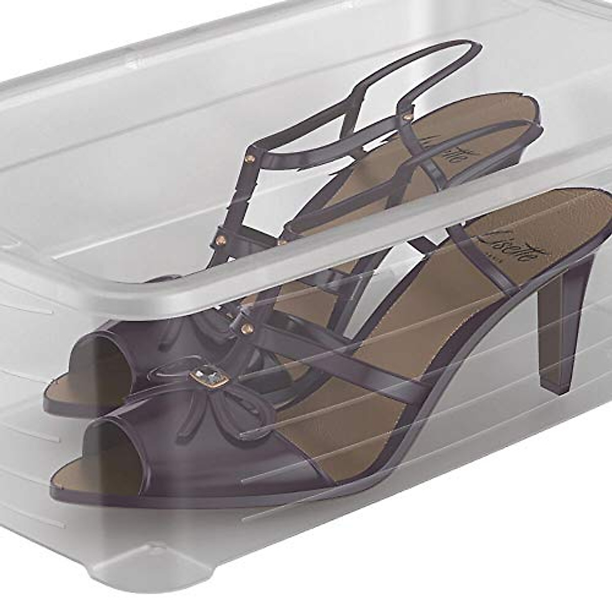 LiveCreative 6 Quart Clear Shoe Storage Box Stacking Container Bin w/ Lids,10 Pack