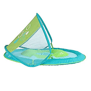 SwimWays Baby Spring Float with Canopy - Inflatable Float for Children with Detached Floating Toys and UPF Sun Protection - Aqua/Green