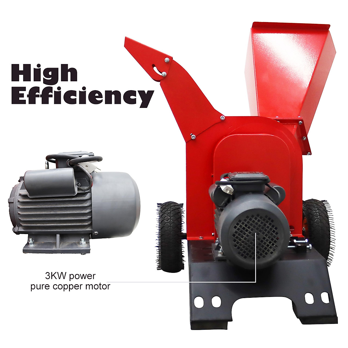 TECHTONGDA Electric Wood Chipper Shredder Mulcher Branch Crusher for Corn Straw Grass Fruit Trees Hand Pushed Multifunctional Garden 220V