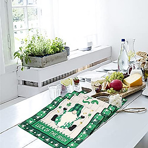 St Patricks Day Table Runner, 72 Inches Long Green Burlap Table Decor Runner, Gnome Grass Rectangle St. Patrick's Day Runners, Perfect Irelan Table Decorations Decor for The Home ( 13 x 72 Inches )