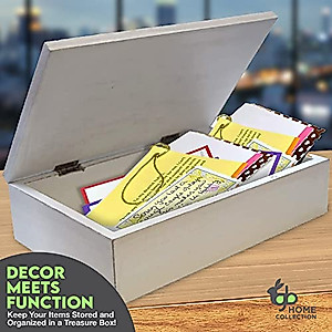 Wooden Box, Decorative Storage Box with Hinged Lid, 6"x9" Rectangular Engraved Art Keepsake and Trinkets Box , Large Jewelry Organizer, Rustic Antique Wood