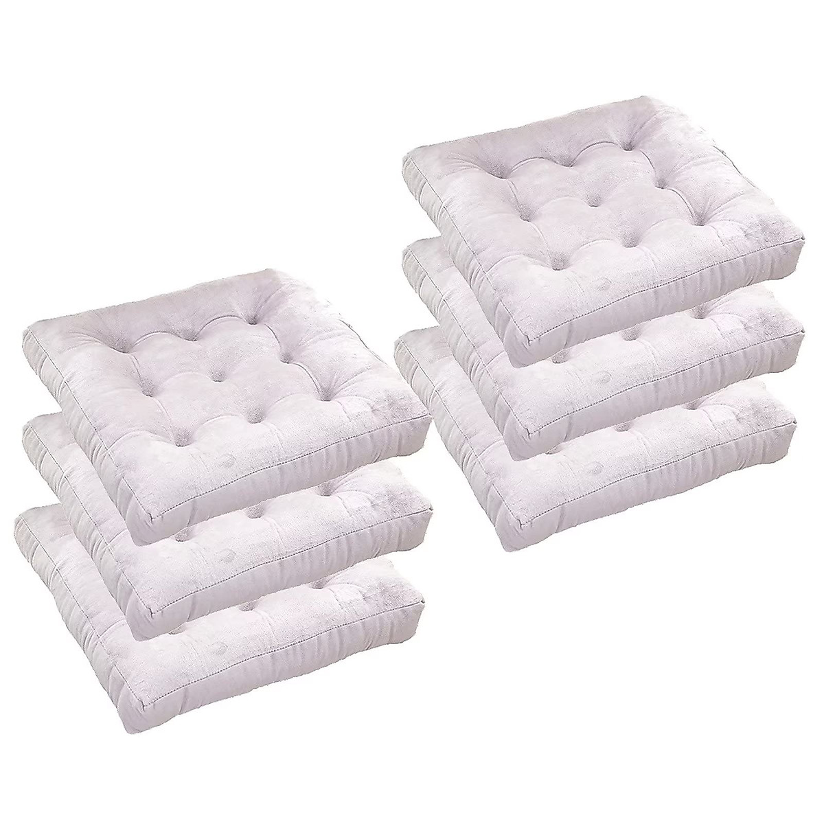 ZIBENE Seat Cushions for Kitchen Chairs Set of 6 Matching Placemats, Chair Pads for Dining Chairs 6 Pack 20 by 20, Velvet Dining Room Chair Cushions Washable, Extra Large Square Chair Seat Pads White