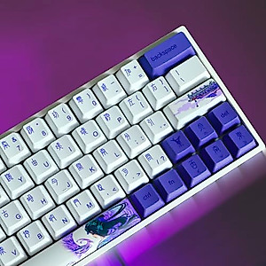68 Keycap PBT OEM Height Five-Sided Sublimation Compatible with GH60 / GK64 / GK61 / 68/87/104/108 Mechanical Keyboard with Cherry MX Switch Purple Tang Dynasty 64 Keys