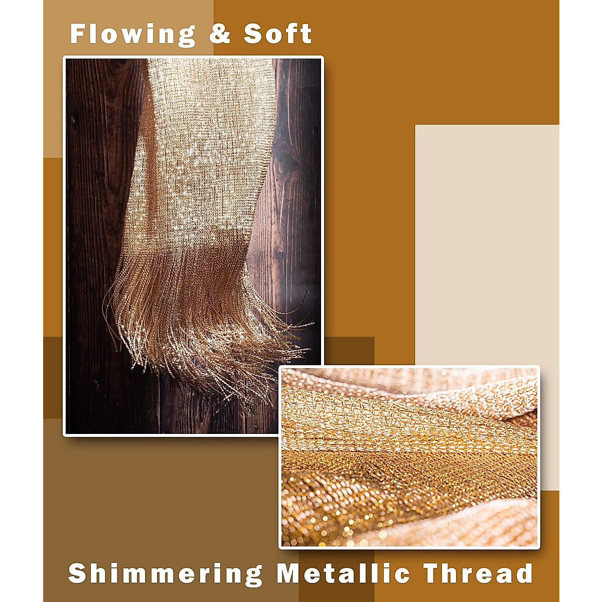 KUNINDOME Sparkling Metallic Shawls and Wraps with Buckle,for Evening Party Wedding Bride Bridesmaid, Gold