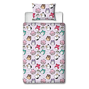 Character World Squishmallows Official Single Duvet Cover Set, Bright Design | Reversible 2 Sided Squish Squad Bedding Cover Official Merchandise Including Matching Pillow Case
