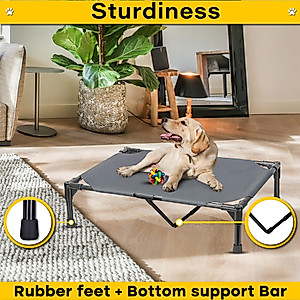 Elevated Dog Bed Raised Dog Bed Cot Bed Small Medium Large Dogs Outdoor Cooling Pet Cat Bed Breathable Mesh Washable (Large, Grey, 42''L x 25''W)