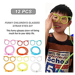 Healifty Straw Sunglasses 12pcs Glasses Straw Flexible Drinking Straw Fun Party Drinking Straw Glasses Cocktail Straws Stirrer Silly Straw Glasses Child Pvc Unique Blender