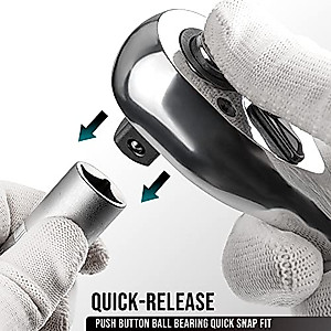 PHIRAH 1/4-Inch Drive Ratchet Handle, Ratchet Wrench, 72-Tooth Quick-Release Reversible Socket Wrench,CR-V Handle