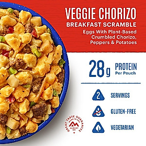 Mountain House Veggie Chorizo Breakfast Scramble | Freeze-Dried Backpacking & Camping Food | Gluten-Free & Vegetarian | 2-Servings