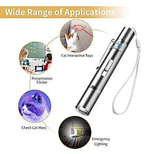 CHUQIANTONG Cat Laser Pointer Dog Toy 7 Adjustable Patterns Laser USB Rechargeable Flashlight LED Pen Interactive Cat Toy Teaching Presentation Pen