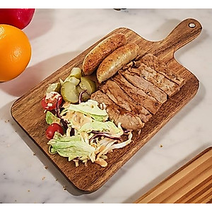 ZeQi Acacia Wood Cutting Board with Handle 13.7''X7'' / Charcuterie Board/Serving Board/Cheese, Bread, Vegetables & Fruits Serving Board (Rectangular)