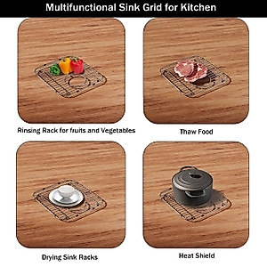 2Pack Stainless Steel Kitchen Sink Grid,13.2" x 11.6" x 1.2" Sink Protectors With Rear Drain Hole,Sink Rack for Bottom of Sink, Anti-rust Metal Sink Bottom Grid With 2Pack Sink Strainers