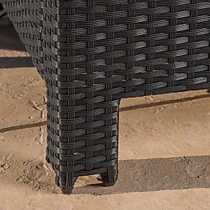 Christopher Knight Home Antibes Outdoor Wicker Club Chairs with Water Resistant Cushions, 2-Pcs Set, Black / White Cushion