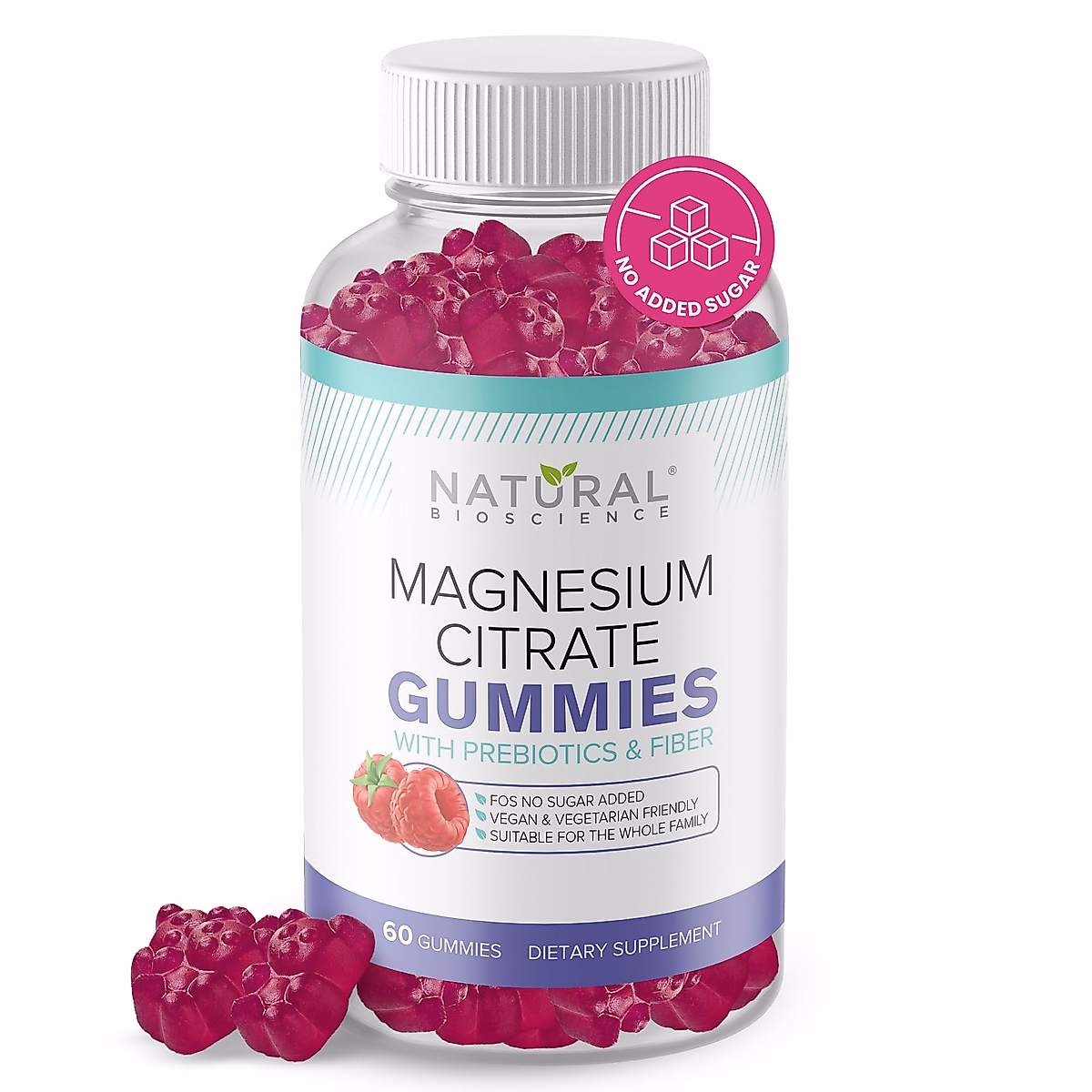 Sugar Free Magnesium Gummies - Calming Anti-Stress Gummies, Magnesium Supplement to Support Stress Relief, Sleep, Heart Health, Nerves, Muscles and Bones, Kids, Adults, Vegan, High Absorption, Non-GMO