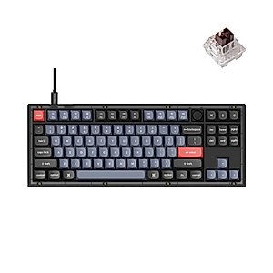Keychron V3 Wired Custom Mechanical Keyboard Knob Version, TKL QMK/VIA Programmable Macro with Hot-swappable Keychron K Pro Brown Switch Compatible with Mac Windows Linux (Frosted Black-Translucent)