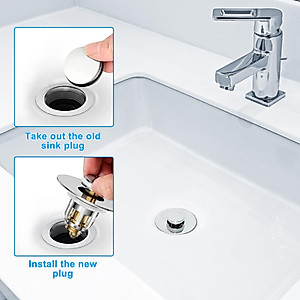2-in-1 Bathroom Sink Stopper，pop up Sink Drain Stopper，Sink Drain Strainer and Pop-Up Stopper - Hair Catcher and Clog Remover for Bathroom Sinks and Bathtubs,2-Pack