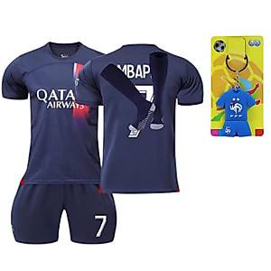 KickOffKits - #7 MBAPPE PSG Soccer Jersey Kids Uniform - Sports Team Jersey Kids, Jersey/Shorts/Socks/Gift for Boys Girls (US, Age, 7 Years, 8 Years)