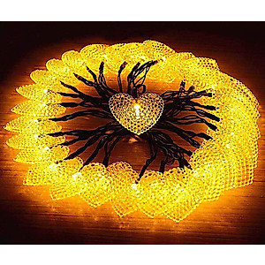 JIAN Heart-Shaped Solar String Light, String Lights Outdoor Garden, 5m 20 LED Decorative Light Garden Lights for Wedding Party Patio Home Christmas Tree Decorations for Christmas (Warm White)