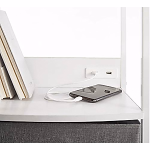 Urban Lifestyle Charging Rolling Storage Cart with Shelf, Grey