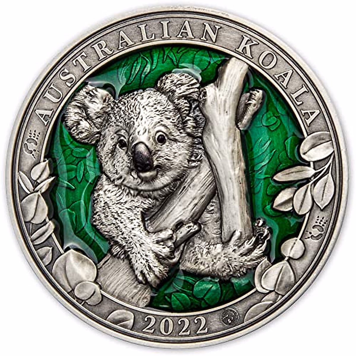 2022 DE Colours of Wildlife PowerCoin Australian Koala 3 Oz Silver Coin 5$ Barbados 2022 Antique Finish