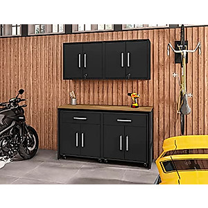 Manhattan Comfort Eiffel 5-Piece Garage Storage Set in Matte Black