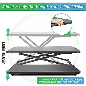 KIDINIX Standing Desk Converter 30" Ultra-Thin Height Adjustable Stand Up Desk Gas Spring Riser Sit to Stand in Seconds Computer Desk for Home and Office