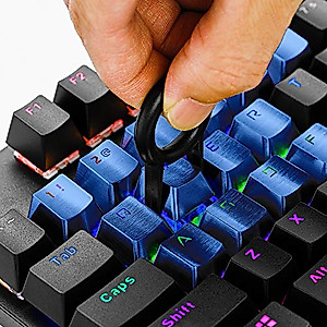 Hallsen Metal Keycaps (WASDQREF+1-6) Mechanical Gaming Keyboard Keycaps for FPS & MOBA, Stainless Steel Custom 60% Keycaps Kit with Key Puller for Mechanical Keyboard Cherry Mx Switches (Blue)