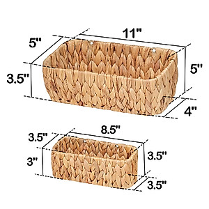 Ellinia Woven Hanging Wall Baskets for Storage, Water Hyacinth Bathroom Wall Mount Organizer, Wicker Wall Baskets Decor for Letters and Mail, Food Storage Basket, Toilet Tank Basket, Set of 2