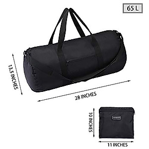 Vorspack Duffel Bag 28 Inches Foldable Lightweight Gym Bag with Inner Pocket for Travel Sports - Black