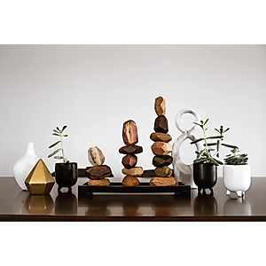 Tumi Ishi 17 Piece Wood Rock Set - Mixed Wood Species - Balancing Blocks - Natural Wood Toy - Organic Jojoba oil and Beeswax Finish - Handmade Wooden Toys - Sensory Toy - USA Made - Personalizable