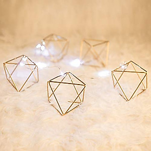 Mkono 5 Packs Air Plant Holder, Same Shape Metal Tabletop Himmeli Decor Geometric Planter Tillandsia Air Fern Display Stand with Each Side 2.6'' Long for Christma Decor Gifts for Plant Lovers, Gold