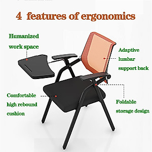 Folding Chair with Desk Attached Adults,Tablet Arm Chair Mesh Office Chair with Lumbar Support,Computer Desk Chair with Tablet Arm Writing Board Table Chair (Color : Blue)