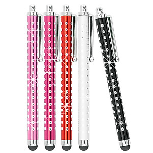 Eco-Fused 10 Pack Bling Metal Stylus Pens - Universal - Compatible with All Capacitive Touchscreen Devices - for iPad, iPhone, Samsung Phones and Tablets, All Android Phones and Tablets and More